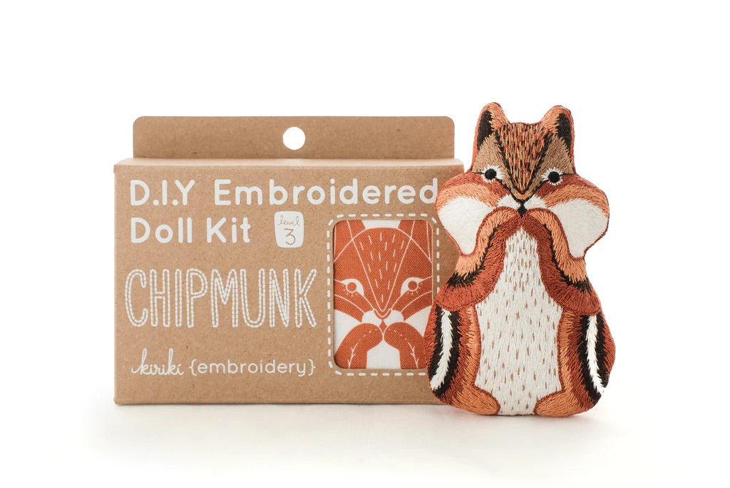 Chipmunk Embroidered Doll Kit — The Blue Peony
