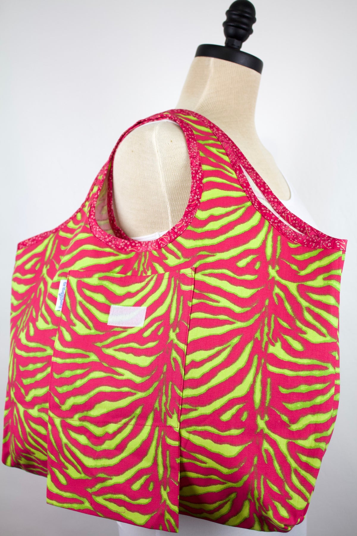 Day Glo Zebra Folding Shopping Tote — The Blue Peony