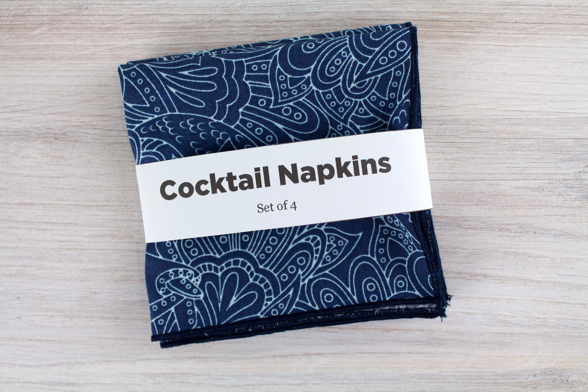 Seaweed and Submarines Napkins in Navy — The Blue Peony
